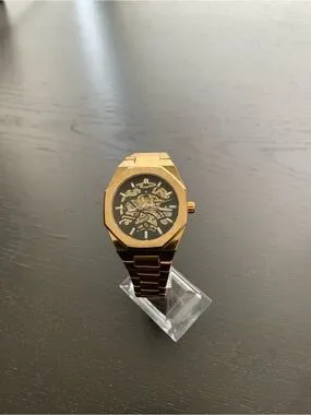 Accessories | Gold Skeleton Mechanical Mens Watch Royal Oak Style ...